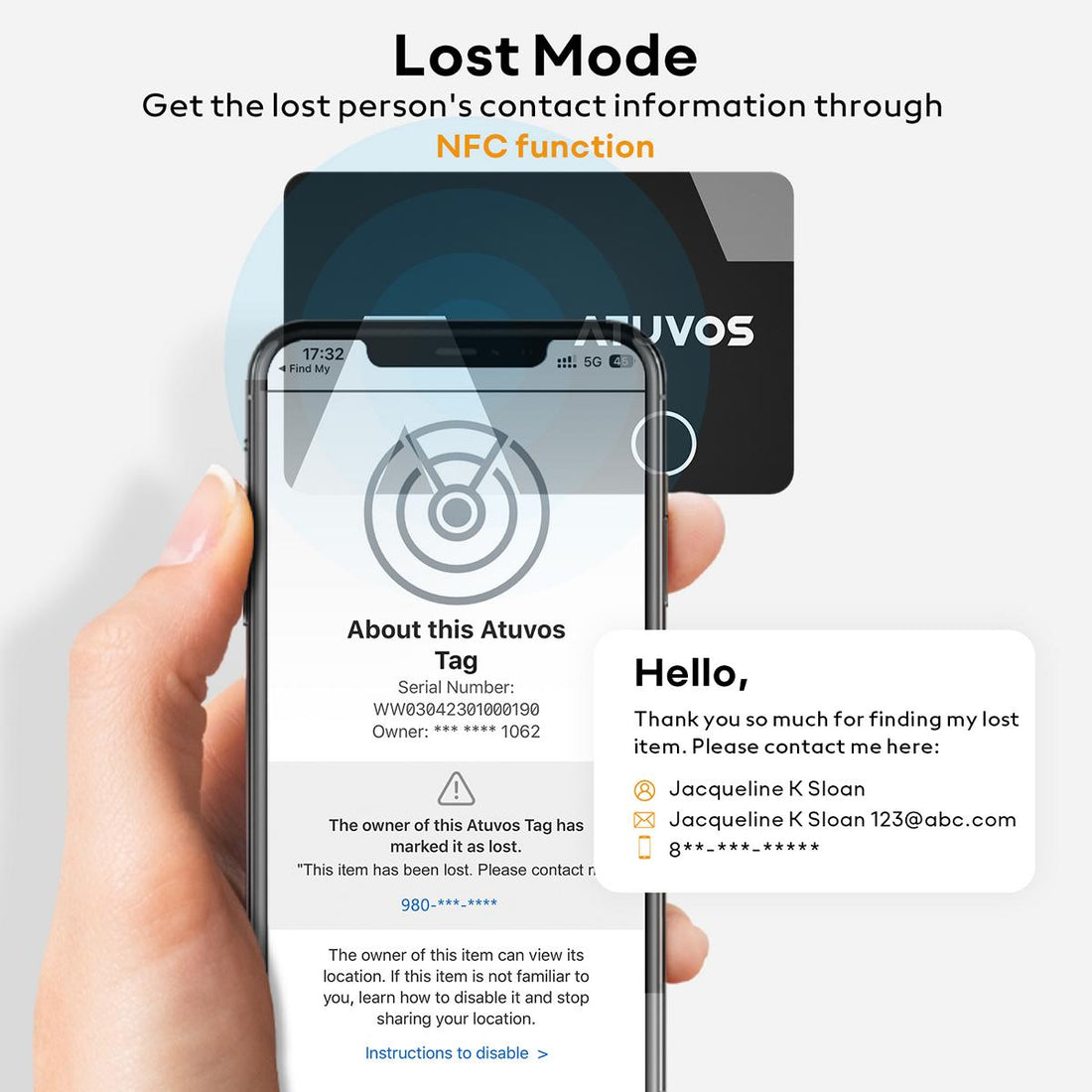 ATUVOS Card-Style Bluetooth Finder- AT2204（iOS Only）